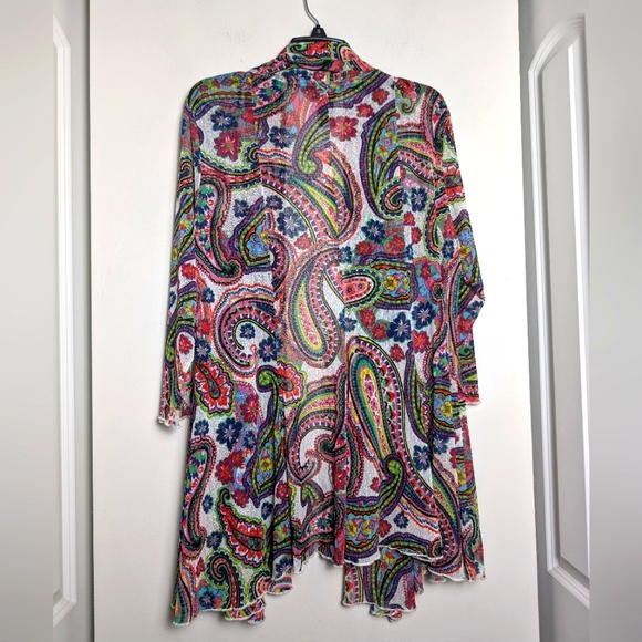 Ali Miles | Tops | Ali Miles Sheer Cardigan Multicolor Paisley Boho ...